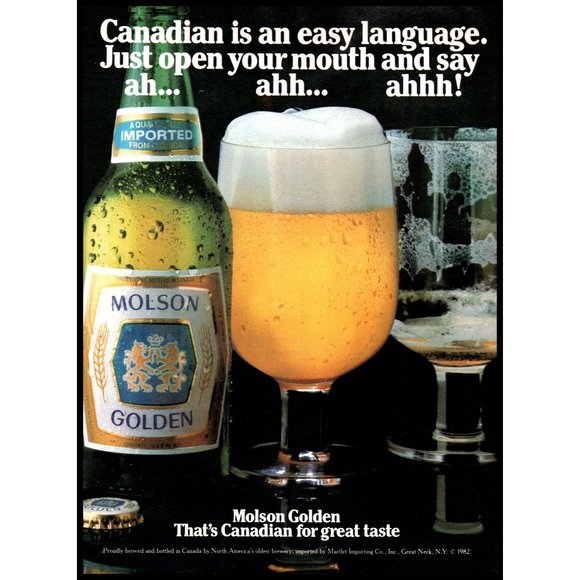 Molson | Art | 983 Molson Golden Beer Vintage Print Ad Green Bottle ...